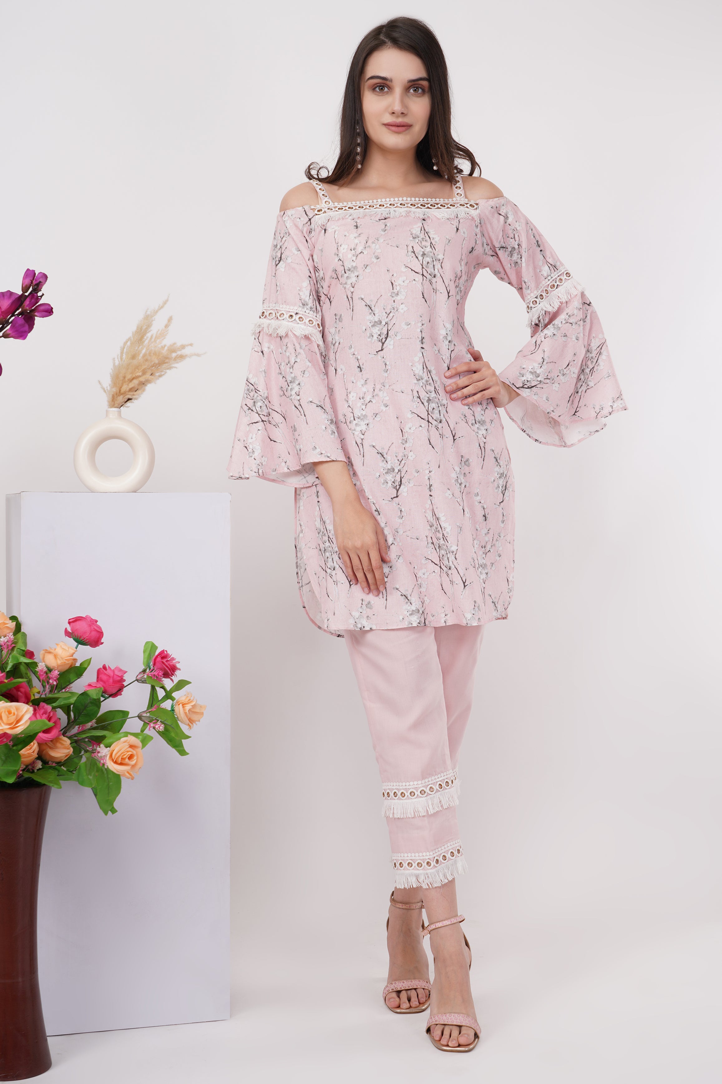 Baby Pink print and lace Co-ord Set – Silver Stitch